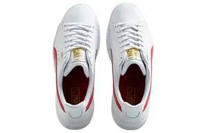 PUMA Clyde Core Leather Foil Low Top Sneakers - White/red