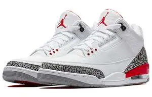 JORDAN 3 Retro "hall Of Fame" Sneakers - White/fire Red-cement Grey-black