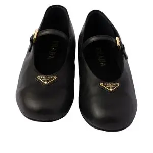 Prada Nappa Leather Ballerinas With Buckle Strap - Black