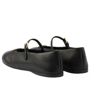 Prada Nappa Leather Ballerinas With Buckle Strap - Black