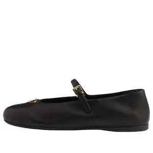 Prada Nappa Leather Ballerinas With Buckle Strap - Black