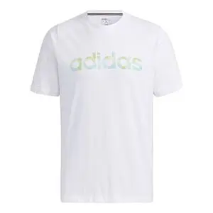 Adidas Neo Tie Dye Logo Printing Sports Round Neck Short Sleeve - White
