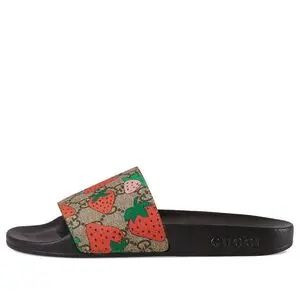 Gucci Strawberry Slide Sandals - Black