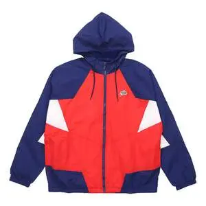 Nike Heritage Windrunner Splicing Hooded Woven Logo Jacket - Redblue