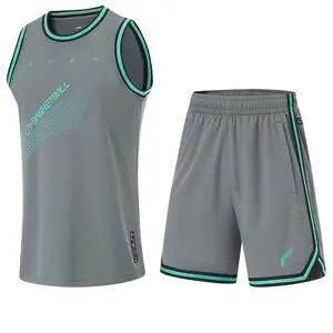 LI-NING Cba Logo Basketball Suit - Grey/green