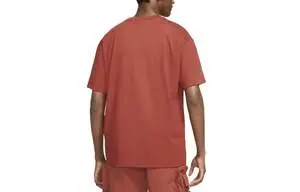 Nike Sports Solid Color Round Neck Short Sleeve Red Brown T-shirt - Default Color