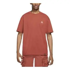 Nike Men's Nike Acg Sports Solid Color Round Neck Short Sleeve Red Brown T-shirt Default Color