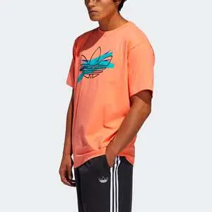 Adidas Originals Logo Printing Sports Round Neck Short Sleeve - Orange