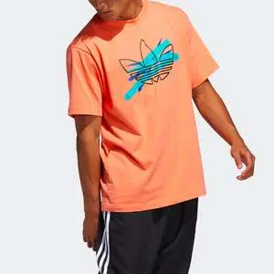 Adidas Originals Logo Printing Sports Round Neck Short Sleeve - Orange