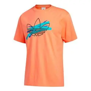 Adidas Originals Logo Printing Sports Round Neck Short Sleeve - Orange