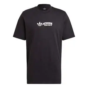 Adidas Originals Solid Color Logo Sports Short Sleeve Black
