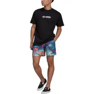 Adidas Originals Solid Color Logo Sports Short Sleeve Black