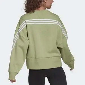 Adidas Crewneck Pullover With Sporty Stripes - Green