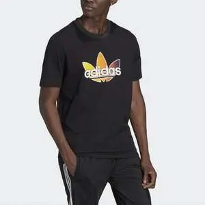 Adidas Originals Sprt Graphic Gradient Logo Logo Sports Round Neck Short Sleeve - Black