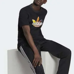 Adidas Originals Sprt Graphic Gradient Logo Logo Sports Round Neck Short Sleeve - Black