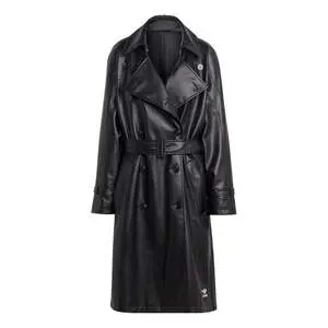 Adidas Adicolor Trefoil Faux Leather Trench Coat - Black