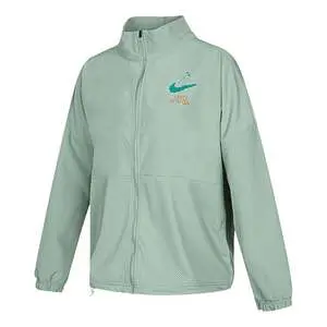 Nike Logo Printing Stand Up Collar Jacket - Green
