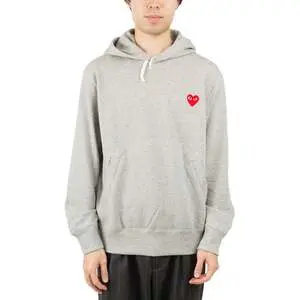 Play Comme Des Garcon Red Love Logo Hoodie - Grey