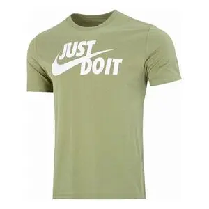 Nike Large Alphabet Logo Printing Breathable Round Neck Casual Sports Short Sleeve Green T-shirt - Default Colorway