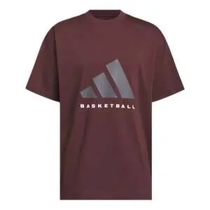 Adidas Basketball T-shirt Asia Sizing 'burgundy - Aurora Ruby/brown