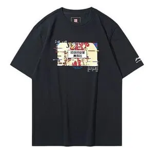 LI-NING Paris Fashion Week Pattern Printing Round Neck Tee 'black - Black/red/white