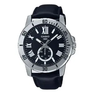 Casio Analog Strap Watch With Black Dial - Black/silver