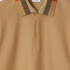 Burberry 26 Check Collar Cotton Polo Shirt - Beige