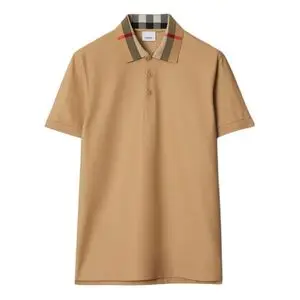 Burberry 26 Check Collar Cotton Polo Shirt - Beige