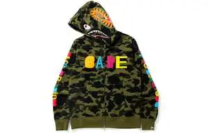 A BATHING APE X Readymade Shark Camo Full Zip Hoodie - Green