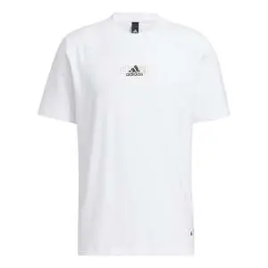 Adidas Solid Color Logo Breathable Round Neck Short Sleeve White - Multi-color