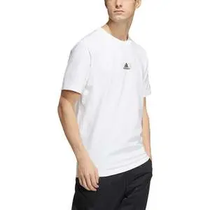 Adidas Solid Color Logo Breathable Round Neck Short Sleeve White