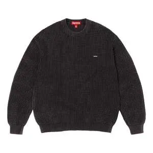 Supreme Washed Small Box Waffle Sweater - Black