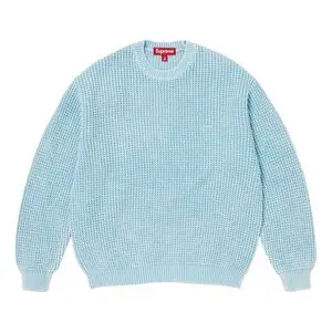 Supreme Washed Small Box Waffle Sweater - Light Blue