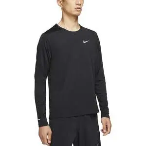 Nike Dri-fit Miler Uv Long Sleeve T-shirt - Black/white