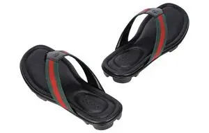 Gucci Leather Web Thong Sandals