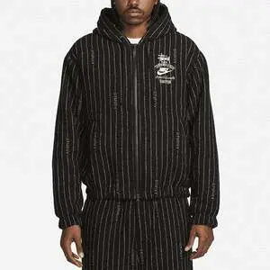 Nike X Stussy Stripe Wool Zip-up Hoodie