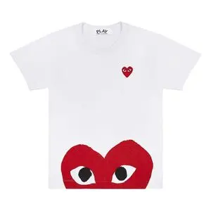 Play Comme Des Garcon Half Heart Logo Tee - White