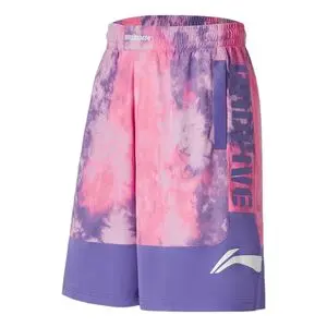 LI-NING Badfive Logo Basketball Shorts - Pink/purple