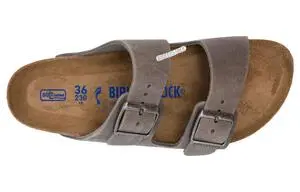 BIRKENSTOCK Arizona Soft Footbed Oiled Leather Sandals - Grey