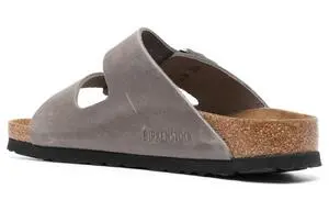 BIRKENSTOCK Arizona Soft Footbed Oiled Leather Sandals - Grey