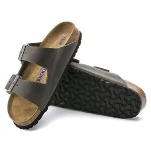 BIRKENSTOCK Arizona Soft Footbed Oiled Leather Sandals - Grey