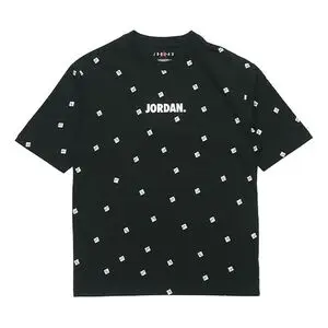 JORDAN Logo Print Crew Neck Short-sleeved - Black