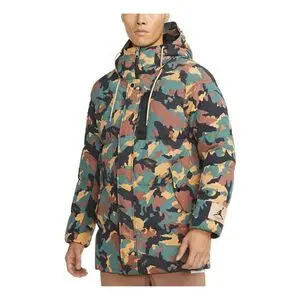 JORDAN Camouflage Print Hooded Down Jacket - Green