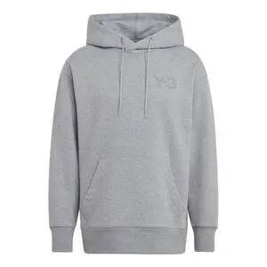 Adidas Y-3 Logo Drawstring Hoodie - Gray