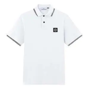 Stone Island 2200010 Slim-fit Compass Patch Polo Shirt - White