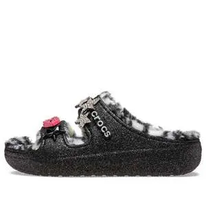 CROCS Classic Cozzzy Disco Glitter Sandals - Black
