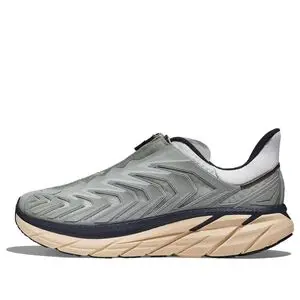 Hoka One One Project Clifton Knitted Running Sneakers - Grey/beige/black