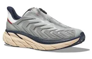 Hoka One One Project Clifton Knitted Running Sneakers - Grey/beige/black