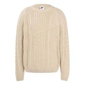 Nike Solid Color Round Neck Knit Long Sleeves Wool Sweater Yellow