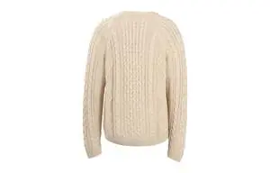 Nike Solid Color Round Neck Knit Long Sleeves Wool Sweater Yellow